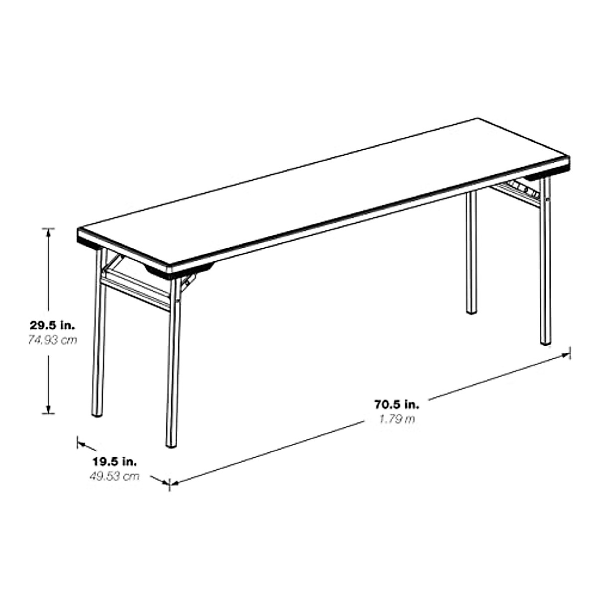 Office Star Resin Multipurpose Rectangle Folding Training Table for Home or Office, 5.87 Feet Long