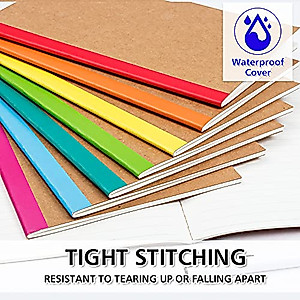 feela 16 Pack Composition Notebooks Bulk, Kraft Cover Lined Blank College Ruled Composition Travel Journals with Rainbow Spines For Women Students Business, 60 Pages, 8.3”x 5.5”, A5, 8 Colors