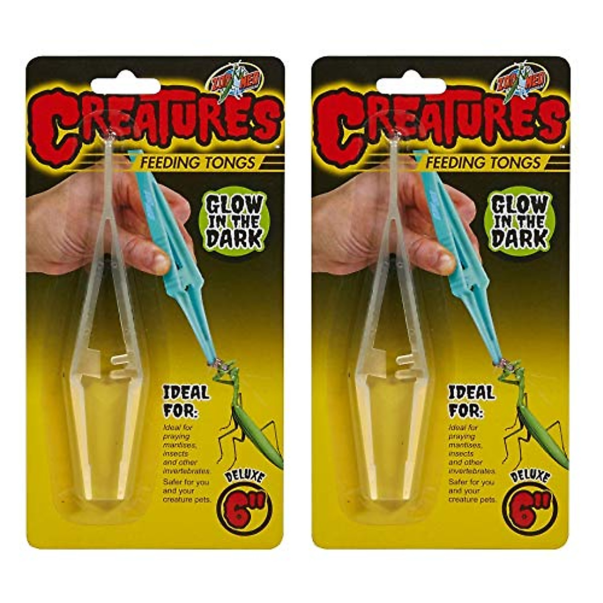 Zoo Med 2 Pack of Creatures Feeding Tongs, 6 Inch, Glow in The Dark
