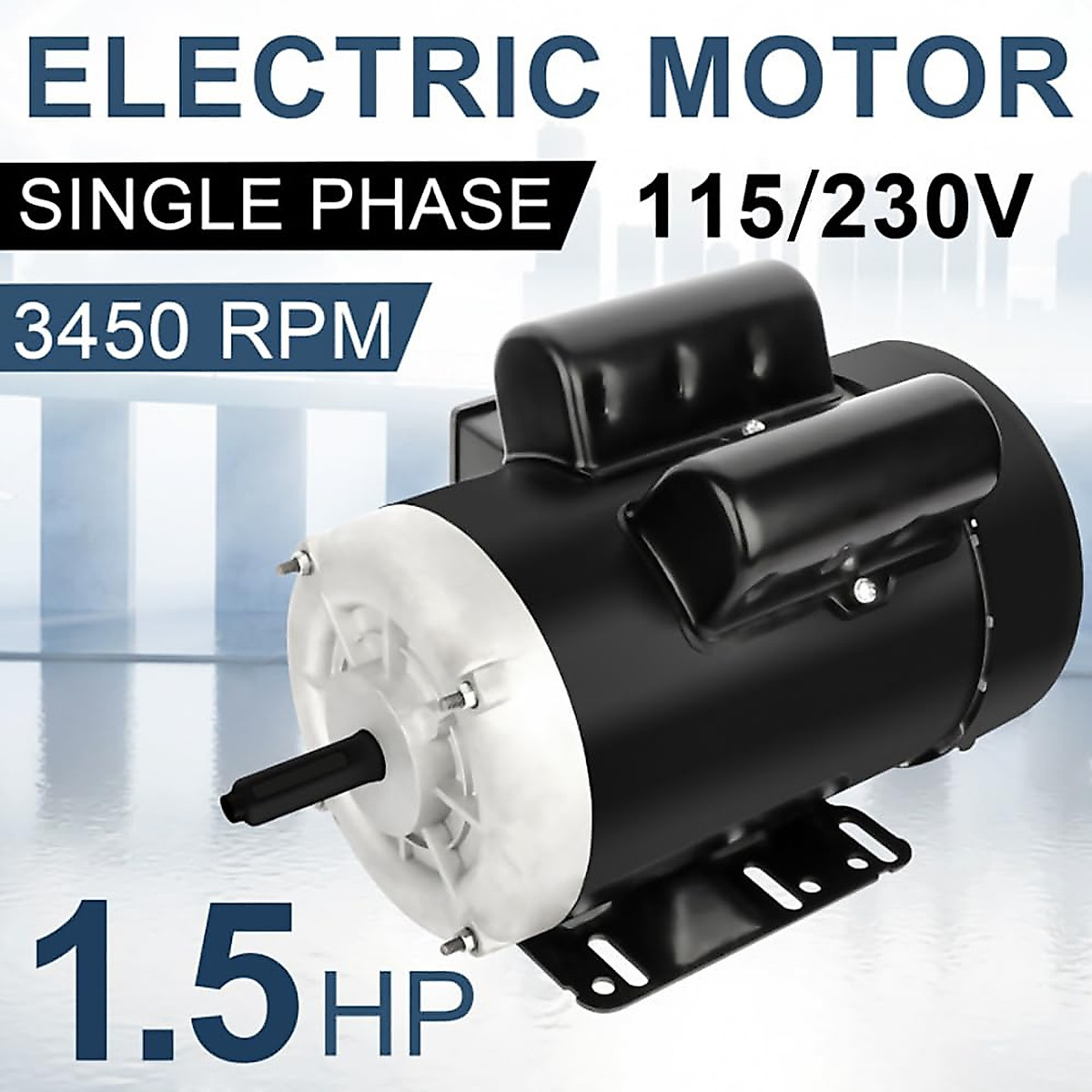 1.5HP Electric Motor 3450RPM General Purpose Single Phase Motor 115/230V 56 Frame 5/8“ Shaft Diameter CW/CCW TEFC 2Pole