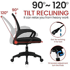 Office Chair Computer Desk Chair Gaming Ergonomic Mid Back Cushion Lumbar Support with Wheels Comfortable Mesh Racing Seat Adjustable Swivel Rolling Home Executive