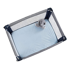 TL Care Heavenly Soft Chenille Fitted Pack N Play Playard Sheet 27" x 39", Warm and Cozy Chenille Pack and Play Sheet, Blue, for Boys and Girls, Fits Most Mini Crib Mattresses