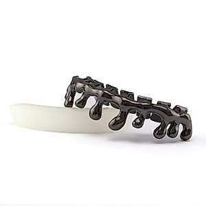 18k Gold Teardrop Bottom Grillz 6 Teeth Lower Teeth Drip Cap Grillz