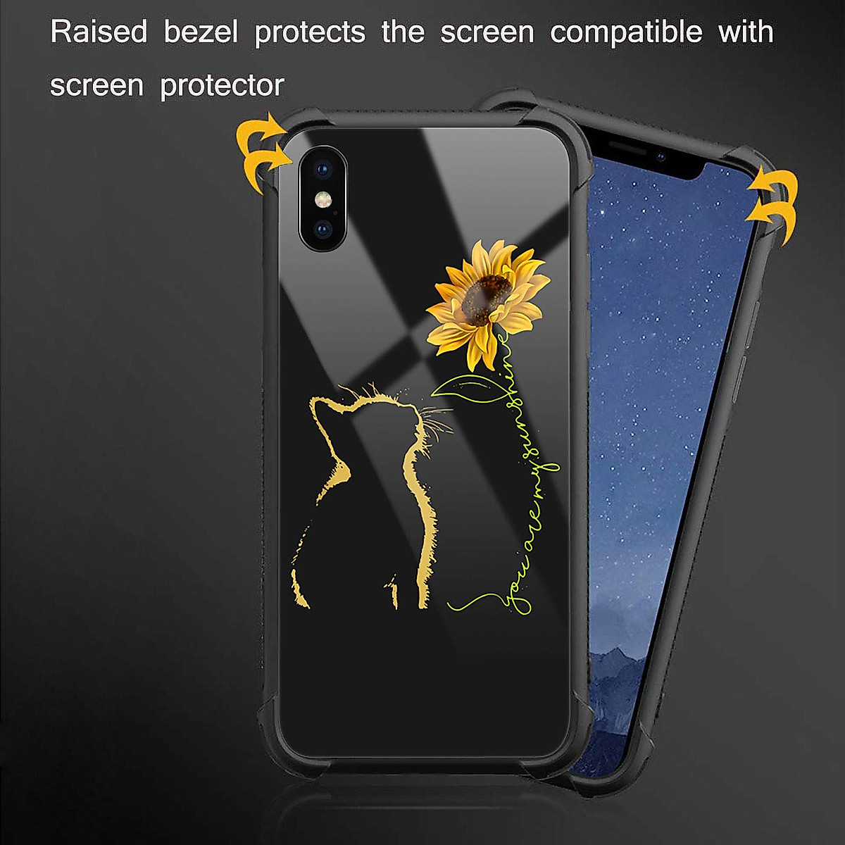 CARLOCA Compatible with iPhone XR Case,Yellow Cat Sunflower iPhone XR Cases for Girls Boys,Graphic Design Shockproof Anti-Scratch Drop Protection Case for iPhone XR