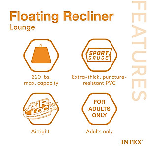 Intex Durable 18 Gauge Vinyl Inflatable Comfortable Pool Float Recliner Lounges with Cup Holders and Heavy Duty Handles (2 Pack)
