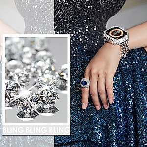 Surace 49mm Case Compatible with Apple Watch Ultra Case, Bling Case with Over 400 Crystal Diamonds Protective Cover Bumper Compatible for Apple Watch Ultra (49mm, Silver)