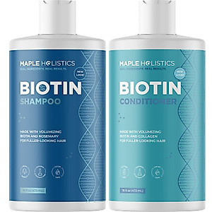 Maple Holistics Volumizing Hair Care Set - Biotin Shampoo and Conditioner with Rosemary Essential Oil and Pumpkin Seed Oil