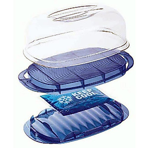 Snack Server Charcuterie Tray/Platter with Snap Shut Lid and Cooling Ice Pack. Serve Appetizers, Sushi, Shrimp Cocktail, Snacks, Cheese, Finger Foods and Cupcakes. Keeps Food Cool Fresh and Ready.
