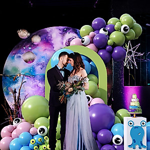 Monster Balloons Arch for Monster Cartoon Inc Party Decorations, Monsters Inc Balloons Arch Kit, Pink Purple Blue Green Balloon Arch for Monster Theme Birthday Baby Shower Party Decorations