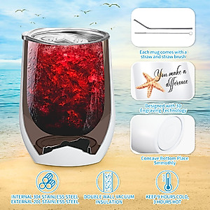 Set of 10 Thank You Gifts Make a Difference Gift Employee Appreciation Bulk 12oz Stainless Steel Tumbler Cup Starfish Motivational Poem Cards for Volunteer Staff Secretary Assistant Nurse