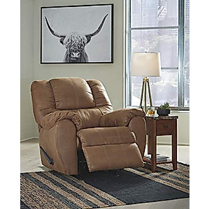 Signature Design by Ashley McGann Faux Leather Oversized Manual Rocker Recliner, Light Brown