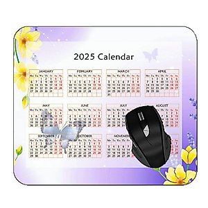 Wugao 2025 Calendar Mouse Pad,Buds Flowers Glitter Comfortable Mouse Mat for Gaming and Office