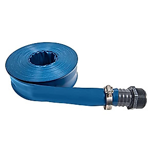 Sunsolar Heavy Duty Backwash Hose - 1.5" Discharge Hose for Swimming Pool Filters - Deluxe Pool Hose for Inground & Above Ground Pools - Durable, Flexible, Strong & Long Lasting - 50 Feet Long, Blue