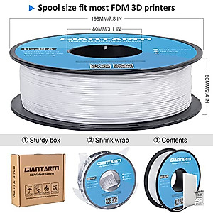 GIANTARM High-Speed PLA Filament 1.75mm, 1kg 2.2lb Spool, Fast Printing PLA for AnkerMake M5/ for Ender 5 S1 3D Printers (White)