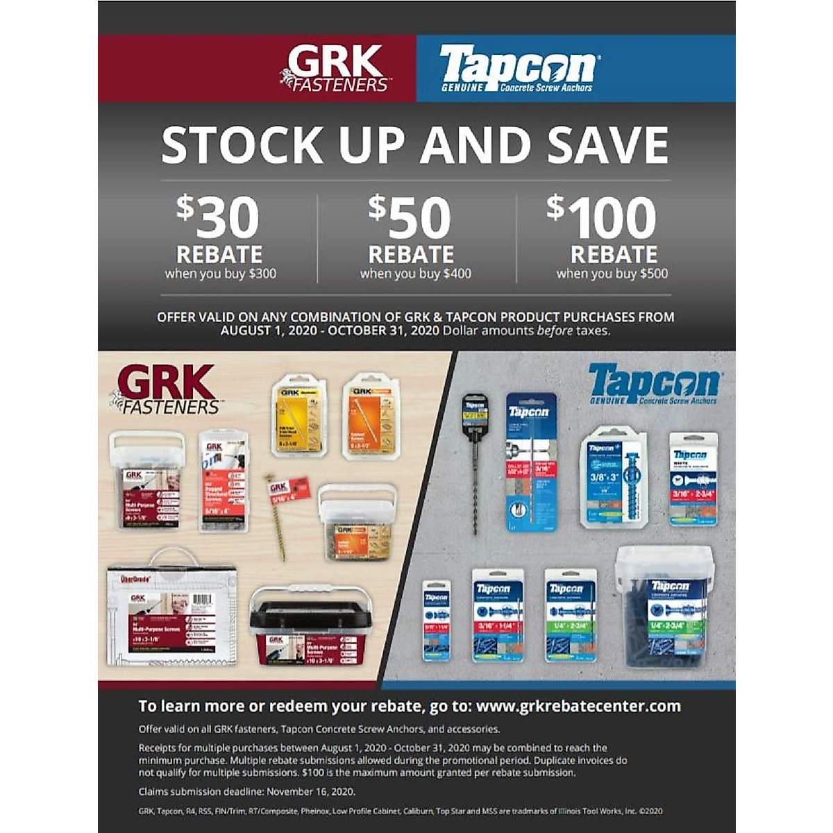 ITW Brands ITW 24326 Tapcon Maxiset 1/4 in. x 2-1/4 in. Hex Head Concrete Anchors Silver, 50-per Pack