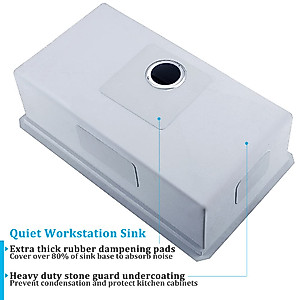 30 Inch Undermount Kitchen Sink Stainless Steel, BoomHoze 30 x 19 Inch Undermount Workstation Sink Commercial 16 Gauge Stainless Steel Undermount Sink Deep Single Bowl Kitchen Sink with Accessories