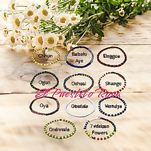 11 pcs Ilde Pulseras Santeria Handmade Unisex Stretch Bracelet Set Iyawo Babablawo Orula Shango Obatala Eleggua Ogun Ochosi Oshun Yemaya Oya San Lazaro Seven African Powers