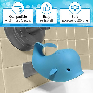 Aurelie Silicone Whale Tub Faucet Cover for Kids, Protective Baby Safety Products for the Bathtub Spout, Blue