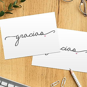 Gracias Note Cards / 24 Elegant Thank You From The Heart Greeting Cards With White Envelopes / 3 1/2" x 4 7/8" Spanish Language Blank Note Cards/Tarjetas Gracias