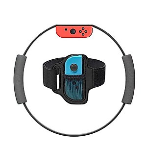 1 Leg Strap and 2 Ring-Con Grips Ring-Con for Nintendo Switch Fit Adventure Game，Non-Slip Grips and Adjustable Leg Strap Compatible （Does not Contain Ring con）(Grey)