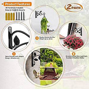 KABB 2 PCS Metal Hanging Hook Plants Brackets, 12 Inch Iron Wall Mount Bracket Durable Rust-Resistant Plant Hanger Hook for Hanging Plants Bird Feeder Lantern Wind Chimes