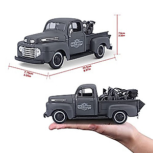 Maisto 1:24 Scale 1948 Ford F-1 Pickup and Harley Davidson 1942 WLA Flathead Diecast Vehicles