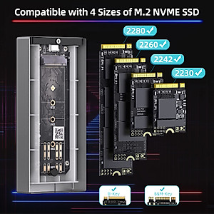 RGB M.2 NVME SSD Enclosure for Gaming, SANZANG USB 3.1 Gen 2(10 Gbps) Type C to NGFF NVME PCIe M-Key(B&M Key) External Solid State Drive Enclosure, Support UASP Trim for SSDs Size 2280/2260/2242/2230
