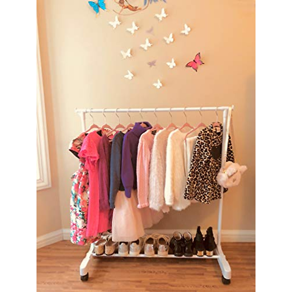 Children's Nursery Hanger- Includes 10 Children's Velvet Hangers- New Improved Rack with Rolling Design!