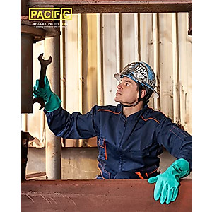 PACIFIC PPE 2 Pairs Nitrile Chemical Resistant Gloves, Flocked, Resist Strong Acid, Alkali, 15 mil, 12.6", X-Large