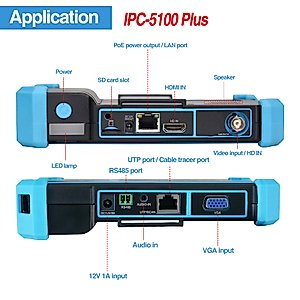 Rsrteng IP Camera Tester, IPC-5100 Plus 8MP AHD CVI TVI CVBS IP Camera Test 4K HD Display Video Monitor 5inch IPS Touch Screen IPC Tester Support POE PTZ W-i-F-i RS485 HDMI & VGA Input DC12V Output