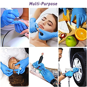 OMELAW Nitrile gloves Large Blue, Pack of 100, Latex Free Powder Free Glove Ambidextrous, Ultra-Strong, Non-Sterile Food Safe