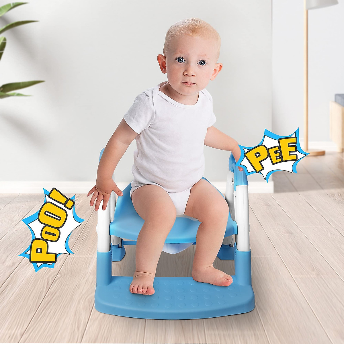 COLOR TREE Potty Training Seat with Anti-Slip Step Ladder, Toddler Toilet Seat Potty Training Toilet for Kids, Toddler Potty Seat for Toilet, Baby Toilet Potty Chair for Boys Girls,Blue