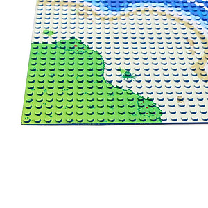 Feleph 4 Pieces Classic Blue Baseplate for City Road Beach, Ocean Island Street Water Base Plate 10 x 10 Inches, Pirates Sea Toy Kit for Building Bricks Compatible with All Major Brands (Curved 4PCS)