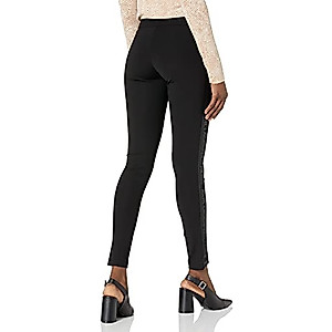 Karl Lagerfeld Paris Women's Compression Skinny Mid Rise Logo Taping Pant, Black, 2