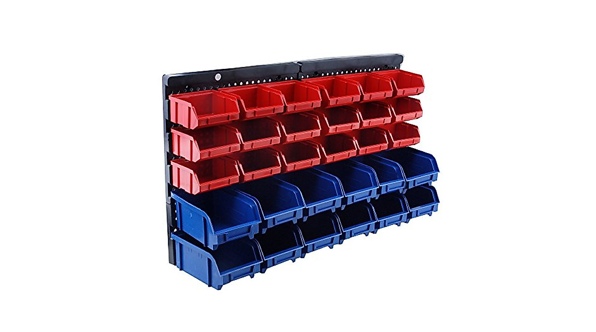 STEEL CORE 30 Bin Wall Mount Parts Rack - Organize Easily