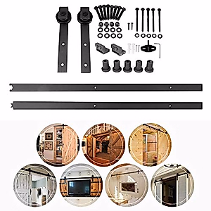WOHLLEBEN 6.6 Feet Heavy Duty Sliding Barn Door Hardware Kit Easy to Install, Smoothly and Quietly, Sliding Doors Hardware Track Kit Suitable for Bedroom Kitchen (Classic, 78.74 inch)