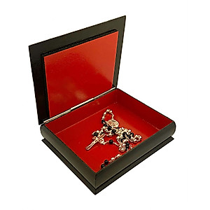 Needzo Jesus Christ Rosary Box Prayer Bead Jewelry Wooden Russian Icon Box, Keepsake Religious Gift 5 Inch