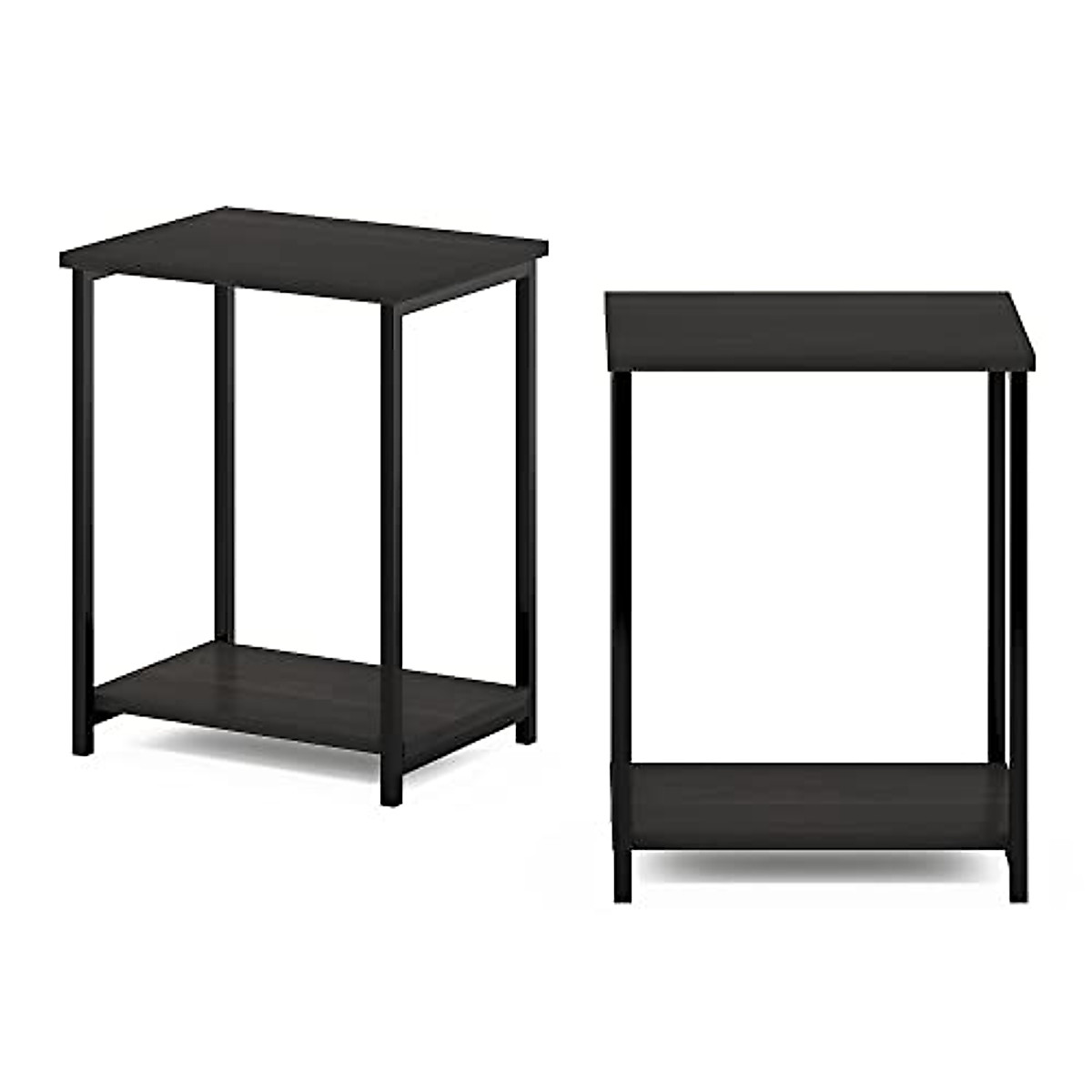Furinno Simplistic Metal Frame End Table, 2-Pack, Espresso