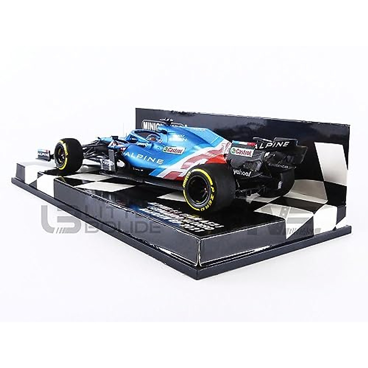 Minichamps 417210114 1:43 Alpine F1 Team A521-Fernando Alonso-Bahrain GP 2021 Collectible Miniature Car, Multicoloured, Blue/Red/Black