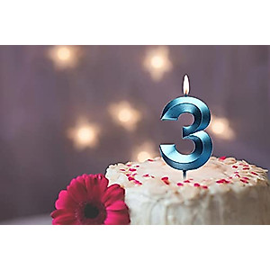 2.76 inch Blue 3 Birthday Candles,3D Number 3rd Cake Topper for Birthday Decorations No 31 32 33 34 35 36 37 38 39