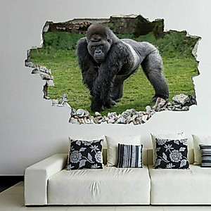 Peel and Stick Vinyl Stickers,Gorilla Animal Wall Art Sticker Mural Decal Kids Bedroom Home Office Decoration-50CMx70CM