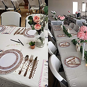 4 Pack - Plastic Tablecloths for Rectangle Tables,- Rose Gold Dot Confetti Party Table Cloths Disposable,Rectangular Table Covers, for Parties Thanksgiving Christmas Wedding, Anniversary,- 54" x 108"