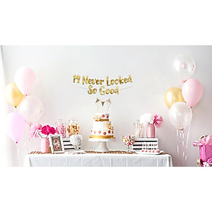 14 Never Looked So Good Gold Glitter Banner - 14th Anniversary and Birthday Party Decorations