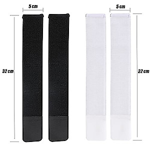 Shin Guard Straps, 4 PCS, Youth Soccer Shin Guard Stays, Elastic Shin Straps Soccer for Kicking Ball, Running, Cycling, Adjustable, Black and White Color in Package