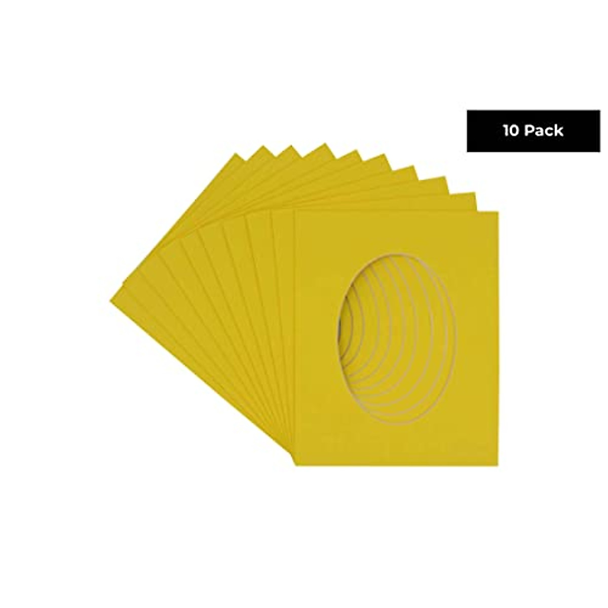 CountryArtHouse Yellow Acid Free 16x24 Oval Picture Frame Mat with White Core Bevel Cut for 12x21 Pictures - Fits 16x24 Frame - Pack of 10 Matboards