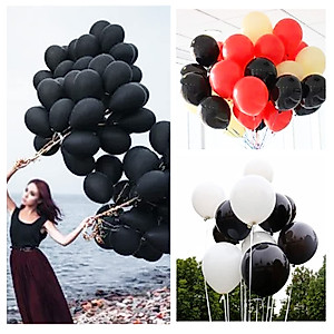 110pcs Black Balloon 12 inch, Black Latex Balloons for Birthday Party Baby Shower Wedding(with 2 Ribbons).