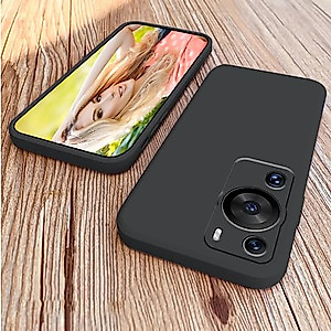 Jancyu Compatible with Huawei P60 Pro Case Soft, Silicone Phone Case for Huawei P60 Pro, 360°Full Protective, Shockproof and Fingerprint Resistant Accessorie (Black)