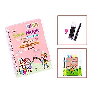 Sank Magic Reusable Practice Copybook for Kids - The Print Handwiriting Workbook-Reusable Writing Practice Book for Children(Drawing Book with Pen)