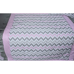 BabyFad Pink Chevron Zig Zag 9 Piece Baby Crib Bedding Set 100% Cotton