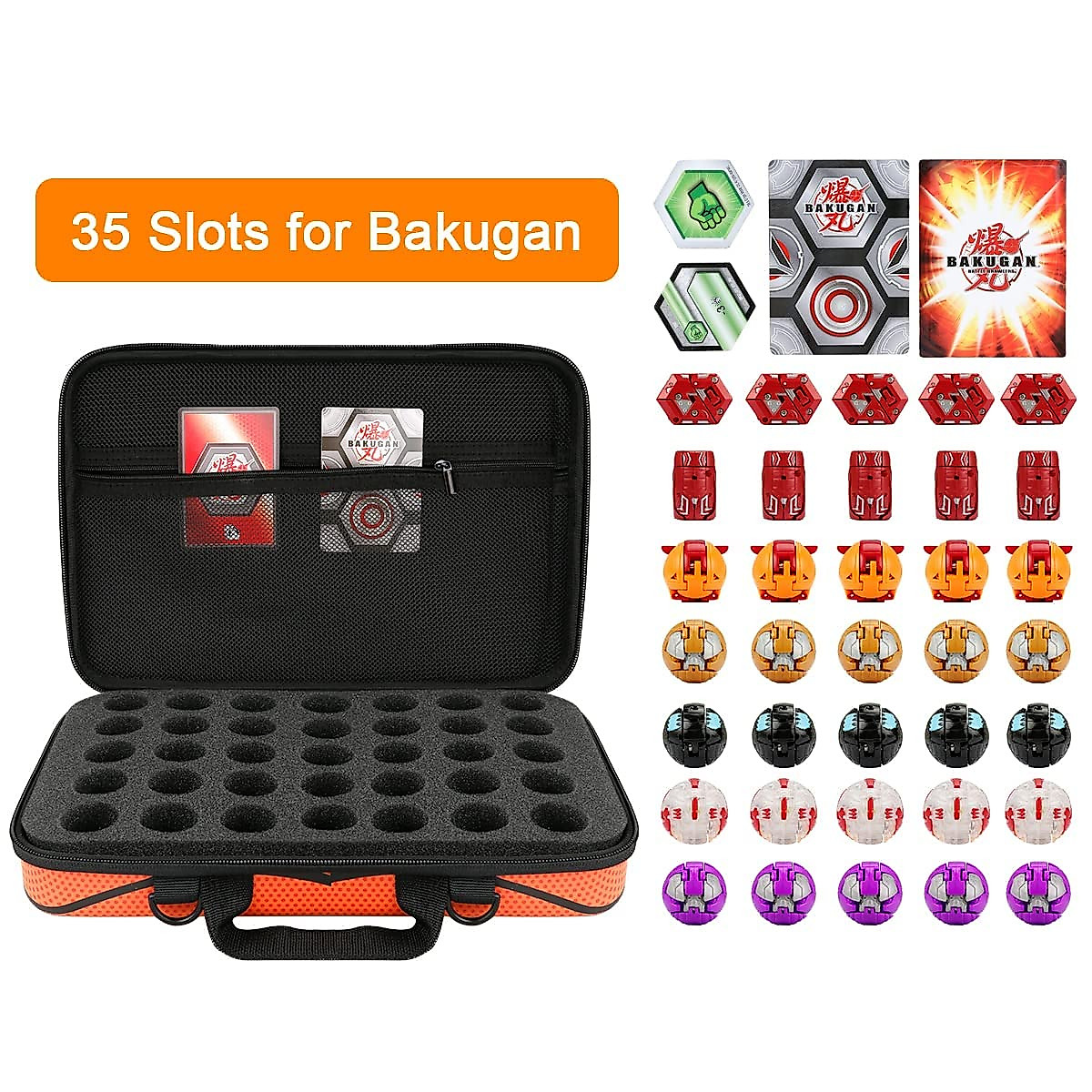 Toy Organizer Storage Case Compatible with Bakugan Figures, BakuCores and Small Dolls, Mini Toys Container Carrying Box with Mesh Pocket (Bag Only)